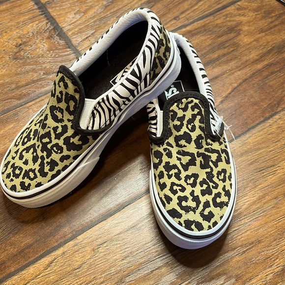 Vans | Shoes | Vans Girls Classic Leopardzebra Mixed Print Slipon ...